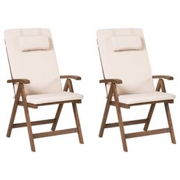 Beliani GARTENSTUHL 2er-Set Dunkelbraun/Hellbeige Amantea Premium