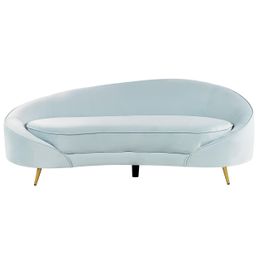 Beliani 3-SITZER-SOFA Samtstoff Hellblau Savar