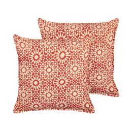 Beliani DEKOKISSEN 2er-Set Creme 45/45 cm Ceiba