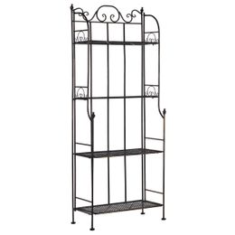 Beliani GARTENREGAL schwarz Metall 4 Ablagefl&auml;chen klappbar Isernia