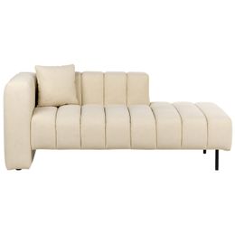Beliani CHAISELONGUE Samtstoff beige linksseitig Lannils