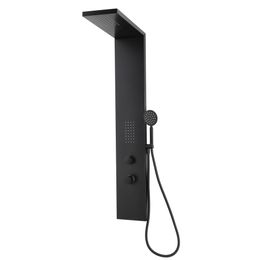 Badplaats DUSCHPANEEL Savara mit Mischbatterie Schwarz Aluminium 120 x 20 cm