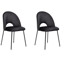 Beliani ESSZIMMERSTUHL 2er-Set Samtstoff Schwarz Covelo