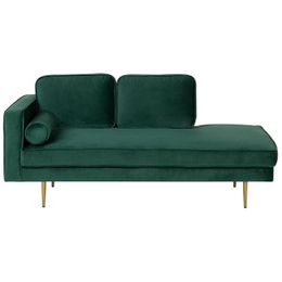 Beliani CHAISELONGUE Samtstoff smaragdgr&uuml;n linksseitig Miramas