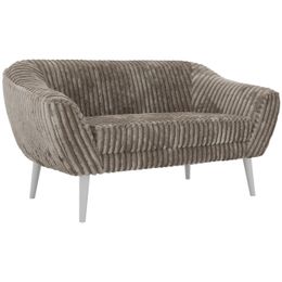 2-SITZER-SOFA PIRS - Hellbraun Cord - Wei&szlig;e Beine