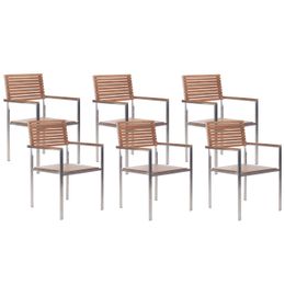 Beliani GARTENSTUHL 6er-Set Braun Viareggio