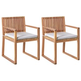 Beliani GARTENSTUHL 2er-Set Hellbraun/Hellgrau Sassari Premium