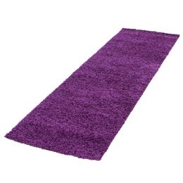 KADIMA DESIGN HOCHFLORTEPPICH RHEIN, einfarbig, Violett, 80 x 250 cm