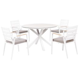 Beliani GARTENTISCH-SET 4-Sitzer Wei&szlig; Maletto/Taviano