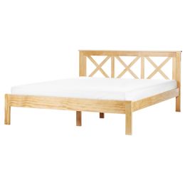 Beliani BETT mit Lattenrost 160x200 cm Heller Holzfarbton Tannay