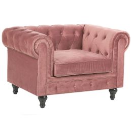 Beliani SESSEL Samtstoff rosa Rautenmuster Chesterfield
