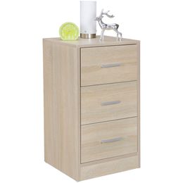 KADIMA DESIGN NACHTTISCH Holz 3 Schubladen Melaminbeschichtet Modern, Beige 38x35x68 cm