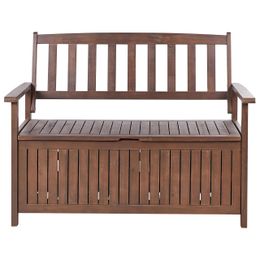 Beliani GARTENBANK Akazienholz dunkelbraun mit Stauraum 120 cm Sovana