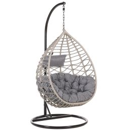 Beliani H&Auml;NGESESSEL mit Gestell PE Rattan grau 97 cm Arsita