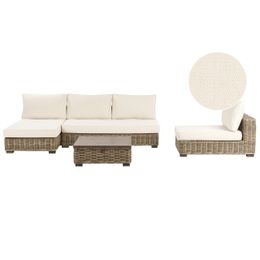 Beliani LOUNGE-SET 4-Sitzer Wei&szlig; Varallo
