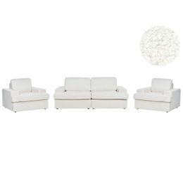 Beliani 5-SITZER-SOFA SET Boucl&eacute; cremewei&szlig; Alla
