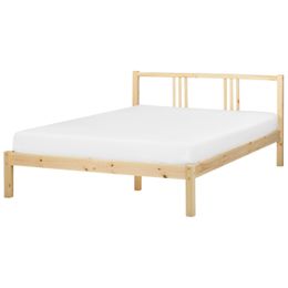 Beliani BETT mit Lattenrost 140x200 cm Heller Holzfarbton Vannes