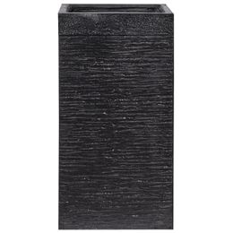 Beliani BLUMENTOPF schwarz quadratisch 40/40/77 cm Dion