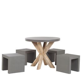 Beliani GARTENM&Ouml;BEL-SET 4-Sitzer Faserzement grau Olbia/Taranto