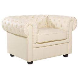 Beliani SESSEL Leder creme Chesterfield