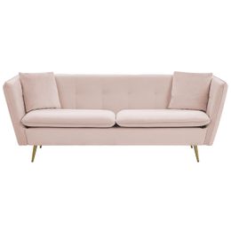 Beliani 3-SITZER-SOFA Samtstoff Pastellrosa Frederica