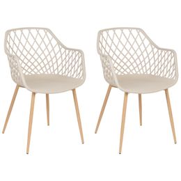 Beliani ESSZIMMERSTUHL 2er-Set Kunststoff Beige Nashua