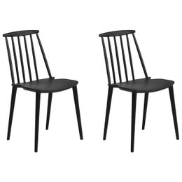 Beliani ESSZIMMERSTUHL 2er-Set Kunststoff Schwarz Ventnor