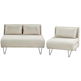 Beliani 3-SITZER-SOFA SET hellbeige/schwarz Vestfold