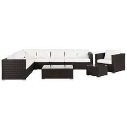 Beliani LOUNGE-SET 8-Sitzer braun linksseitig modular Auflagen beige XXL
