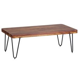 KADIMA DESIGN COUCHTISCH aus Massivholz mit Metallbeinen, handgefertigt, einzigartige Maserung, Braun 115x60x40 cm
