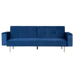 Beliani 3-SITZER-SCHLAFSOFA Samtstoff Marineblau Visnes