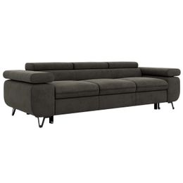3-SITZER SOFA PETER mit Schlaffunktion - Dunkelgrau Velvet