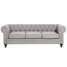 Beliani 3-SITZER-SOFA Polyester Grau Chesterfield