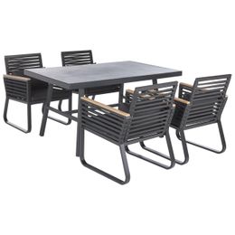 Beliani GARTENM&Ouml;BEL SET 4-Sitzer Aluminium/Flechtseil schwarz Canetto