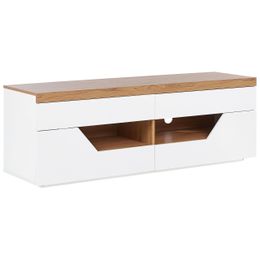Beliani TV-M&Ouml;BEL Wei&szlig;, Hellbraun CHEVAL 40/140/50 cm