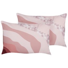 Beliani GARTENKISSEN 2er-Set abstraktem Motiv pastellrosa 40/60 cm Campei