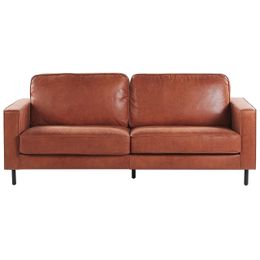 Beliani 3-SITZER-SOFA Kunstleder Braun Savalen