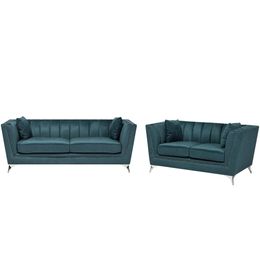 Beliani SOFA-SET 5-sitzer Samtstoff Blau Gaula
