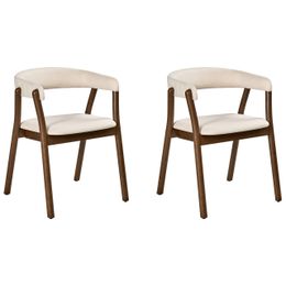 Beliani ESSZIMMERSTUHL 2er Set Stoff Cremewei&szlig;/Dunkelbraun Mylo