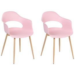 Beliani ESSZIMMERSTUHL 2er-Set Kunststoff Rosa Utica