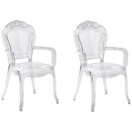 Beliani ESSZIMMERSTUHL 2er-Set Kunststoff Transparent Vermont