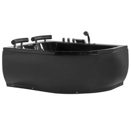 Beliani WHIRLPOOL-BADEWANNE mit LED 113x160x63 cm schwarz Paradiso