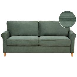 Beliani 3-SITZER-SOFA Cord dunkelgr&uuml;n Ronneby