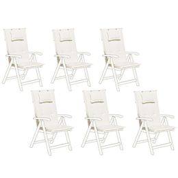 Beliani SITZAUFLAGEN 6ER SET Wei&szlig; Toscana