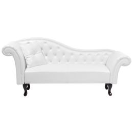 Beliani CHAISELONGUE Kunstleder wei&szlig; linksseitig Lattes