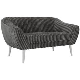 2-SITZER-SOFA PIRS - Grau Cord - Wei&szlig;e Beine