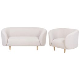 Beliani 3-SITZER SOFA SET Polsterbezug beige/gold Loen