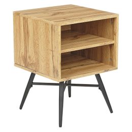 Beliani NACHTTISCH heller Holzfarbton/schwarz 40/40 cm Lubock