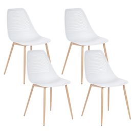 Beliani ESSZIMMERSTUHL 4er-Set Wei&szlig; Hazelton