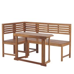 Beliani BALKON ECKBANK SET 4-teilig Akazienholz hellbraun modular Treia
